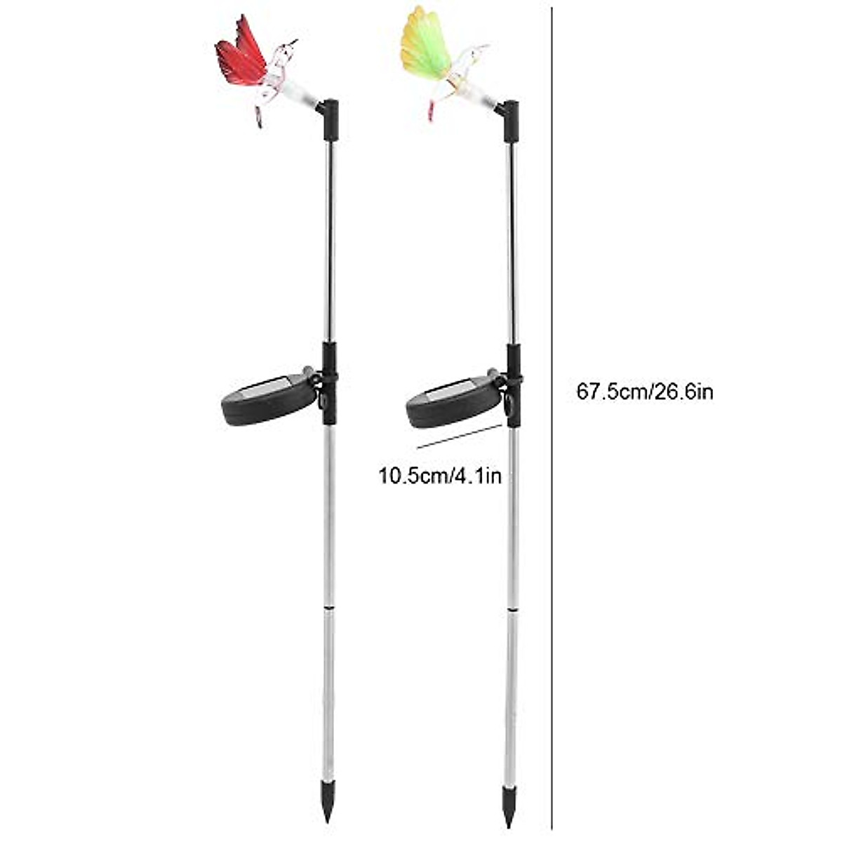 Yosoo123 2pcs/Set Solar Lawn Garden Decoration Bird Lights, LED Color-Changing Optical Fiber Hummingbird Ground Plug Ground Plug Lamp