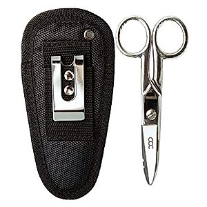 Electrician Scissors with Notches and Carrying Pouch, Professional Heavy-Duty Stainless Steel Electrical Shears for Right or Left-Handed Use | Multi-purpose Snips Cut, Strip File and Scrape