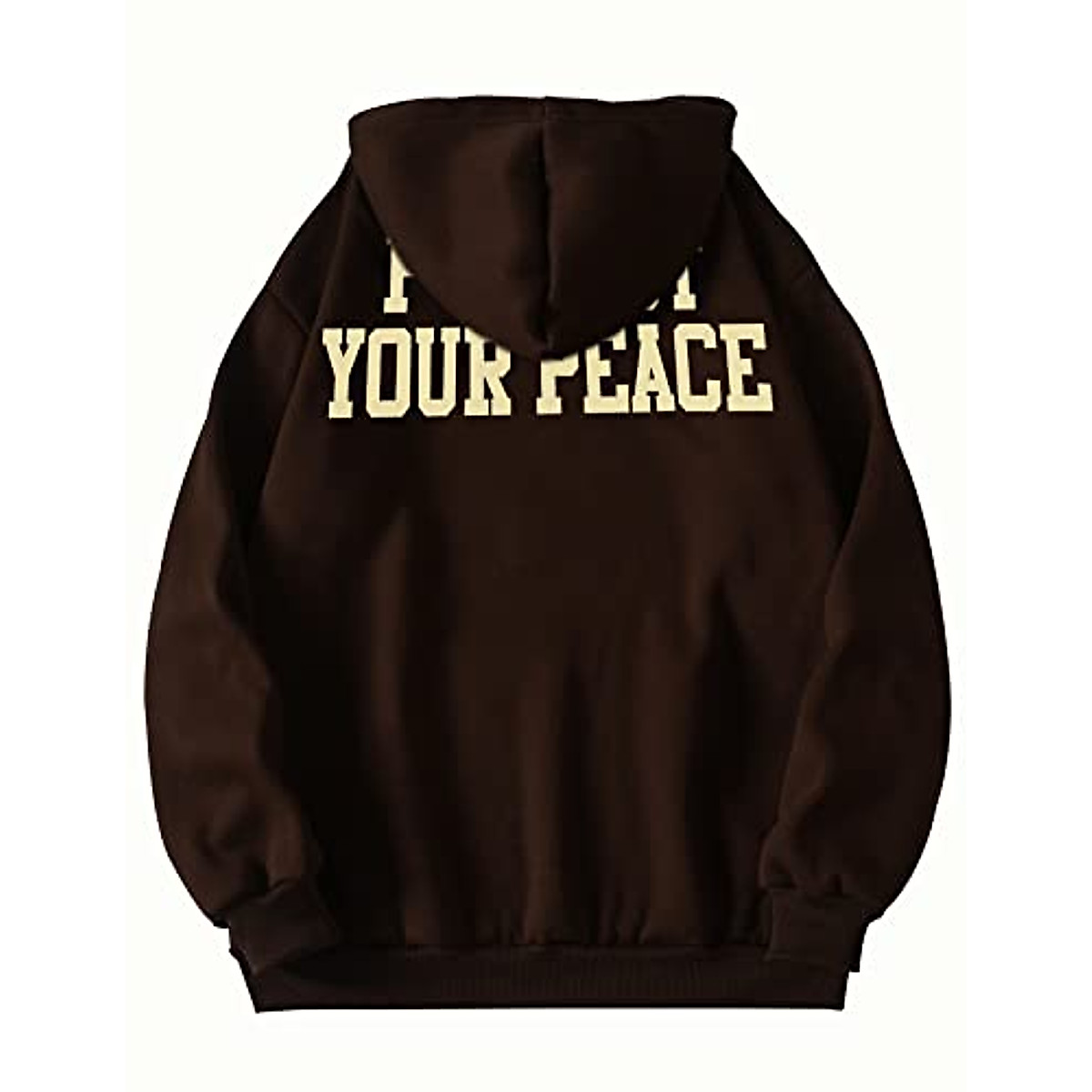 Wyeysyt Women's Letter Graphic Hoodies Casual Fashion Drawstring Sweatshirt Long Sleeve Y2k Print Pullover(Coffee-M)