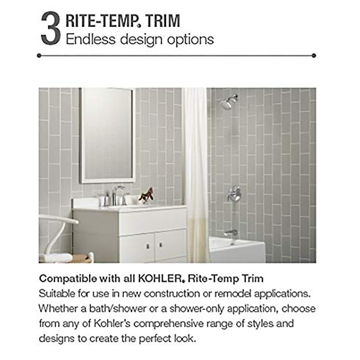 Kohler K-8304-KS-NA Rite-Temp® Pressure-Balancing Valve Body and Cartridge Kit with Service Stops