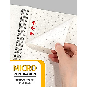 SUNEE Dotted Journal Spiral Notebook - Large Spiral Bullet Journals, 8.5" x 11", 120gsm Thick Dotted Paper, 3 Pack Dot Grid Notebook Giftable Journal for Women for School, Office, Artist Writing/Drawing, 64 Sheets, Blue, Pink, Transparent