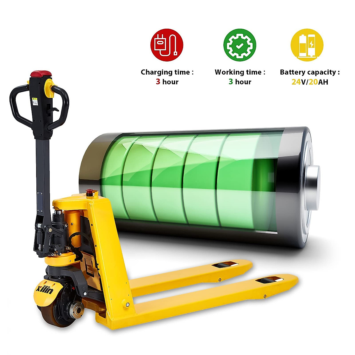 Xilin Electric Powered Pallet Jack 3300lbs Capacity Lithium Battery Mini Type Walkie Pallet Truck 48"x27" Fork Size 2PCs