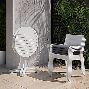 Soleil Jardin Patio Bistro Set 3 Piece Outdoor Dining Set, Aluminum Outdoor Patio Furniture w/Round Folding Table & Cushioned Stackable Chairs for Lawn, Porch, Yard and Garden, Dark-Grey