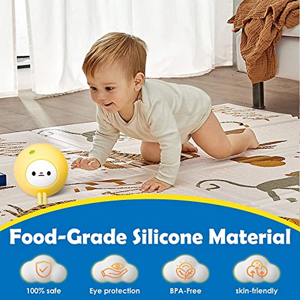 ATSUI Night Light for Kids, Brightness Adjustable, Tap Control, Food Grade Silicone, Toddler Lamp Rechargeable, Baby Night Light Portable Bedside Nursery Lamp, Gift for Girls Boys Toddler Women