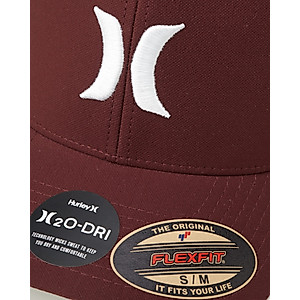 Hurley Men's H20 Dri One & Only Flexfit Baseball Cap, Size Large-X-Large, Burgundy