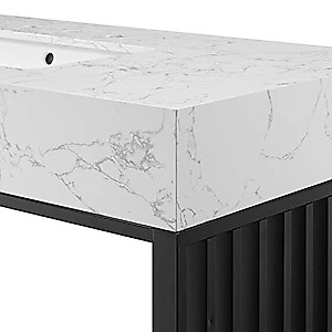 Modway Gridiron 48" Stainless Steel Bathroom Vanity Cabinet, 48 Inch, Black