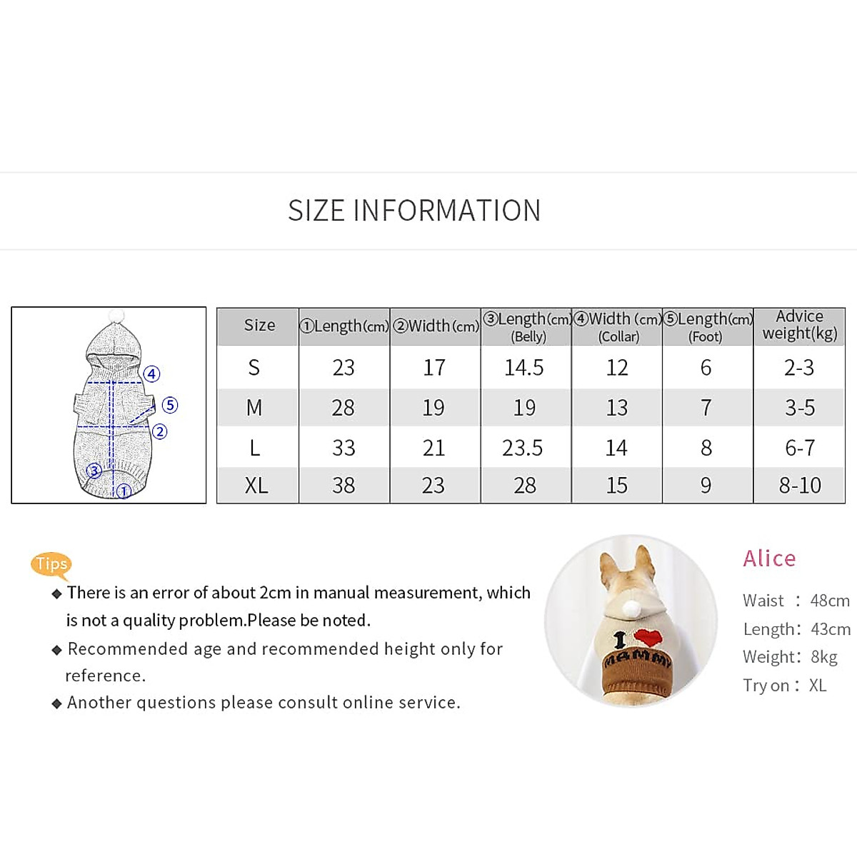 Neiwech Dog Clothes Pet Dog Hooded Sweater Soft Warm Knitwear I Love Mammy Sweatshirt for Puppy Small Dogs (Mika, L)