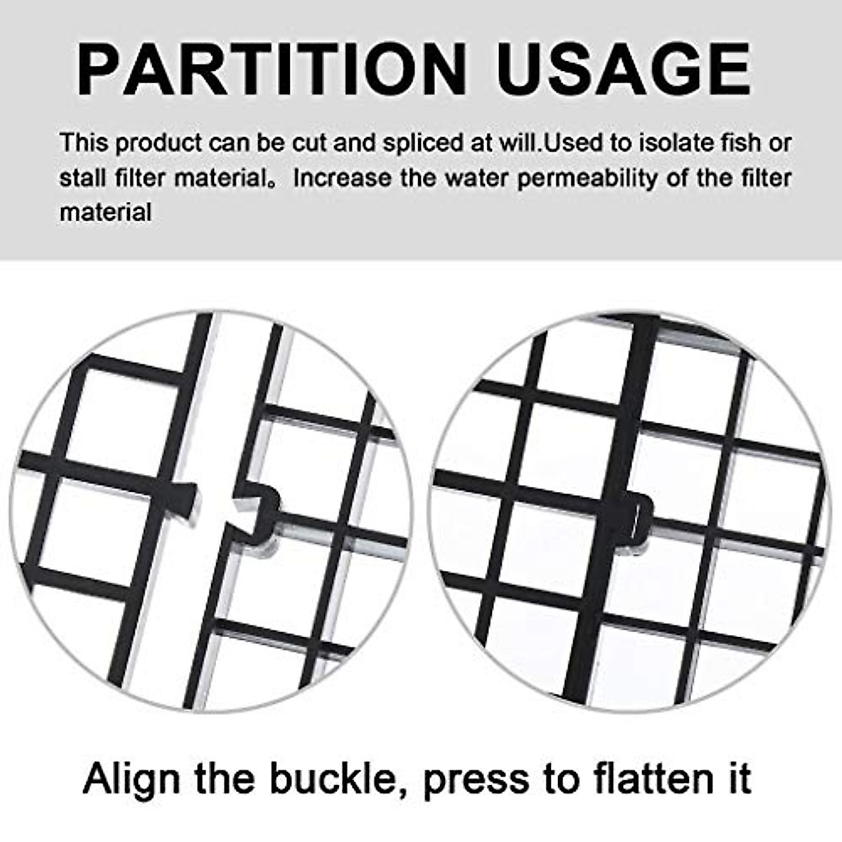 12Pcs Aquarium Fish Tank Divider Plastic Egg Crate Aquarium Filter Bottom Tray Grid Isolation Board Partition Net Pane Separator for Mixed Breeding Light Diffuser,15Pcs Sucker Clips Suction Cups,Black