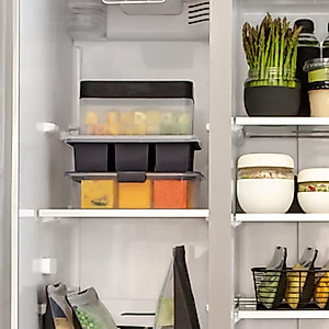 W&P Ice Box Silicone Ice Cube Tray with Lid, Holds 96 Cubes, Space-Saving Stackable Design, Dishwasher Safe, Charcoal