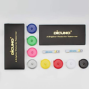 DiCUNO 60-Inch 1.5 Meter Soft Retractable Measuring Tape, Pocket, Body Tailor Sewing Craft Cloth Tape Measure (8 Colors Package)