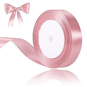 Pink Ribbon 1 Inch Pink Satin Ribbon Stocking Stuffers for Wedding Party Christmas Decorations Pink Bows Making Flower Bouquet Wrapping