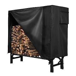 GASPRO 4FT Firewood Rack Outdoor with Cover, Includes Thickened & Widened Rungs, Heavy Duty Log Rack Wood Holder, Easy to Assemble