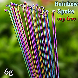 JINYAWEI Spokes Nipples Bicycle Spoke Wire Vacuum Plating Rainbow Spokes 26 27.5 29 Inch Spoke Spoke Cap Mountain/Road Bike 304 Stainless Steel 14G Cycling Spokes (Color : 291MM X 10pcs)