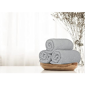 Cotton & Calm Exquisitely Fluffy 100% Cotton Wash Cloths Set - Luxurious 24 Pack Grey Washcloths - 12x12 Inches Face Towel - Super Soft and Absorbent for Face, Hand, Gym & Spa