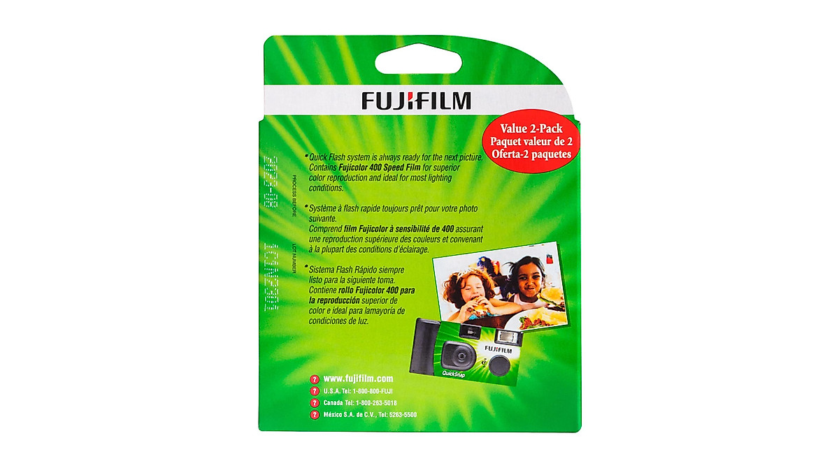 Fujifilm QuickSnap Flash 400 One-Time-Use Camera 2 Pack | Easy & Portable