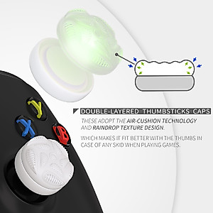 PlayVital Thumbs Cushion Caps Thumb Grips for ps5/4, Thumbstick Grip Cover for Xbox Series X/S, Thumb Grip Caps for Xbox One, Elite Series 2, for Switch Pro Controller - Raindrop Texture Design White