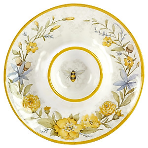 Certified International Bee Sweet Melamine Chip and Dip, 14.50-inch Diameter