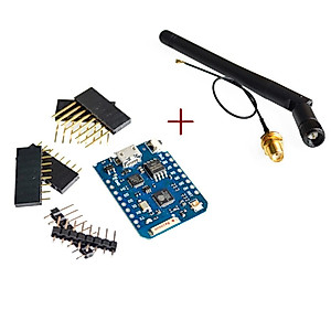 Mayata WEMOS D1 Mini Pro 4MB/16MB External Antenna Connector NodeMCU Based esp8266 Series Antenna ESP-8266EX CP2104 Development Board (Development board + antenna 128MBIT=16MB)