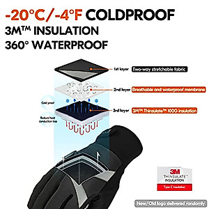 Vgo... 1-Pair -4℉ or above 3M Thinsulate C100 Lined High Dexterity Touchscreen Synthetic Leather Winter Warm Work Gloves, Waterproof Insert (Size L, Black, SL8777FW)