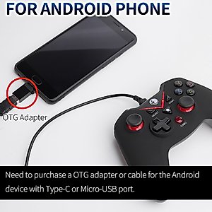 IFYOO V-one Wired USB Gaming Controller Gamepad Joystick for PC (Windows XP/7/8/10/11) & Steam & Android & PS3 - Red