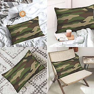 AOYEGO Camouflage Throw Pillow Case Classic Style Camo Pillow Cover Cushion Covers for Couch Sofa Home Farmhouse Decoration King Size 20X36 Inches Green Brown
