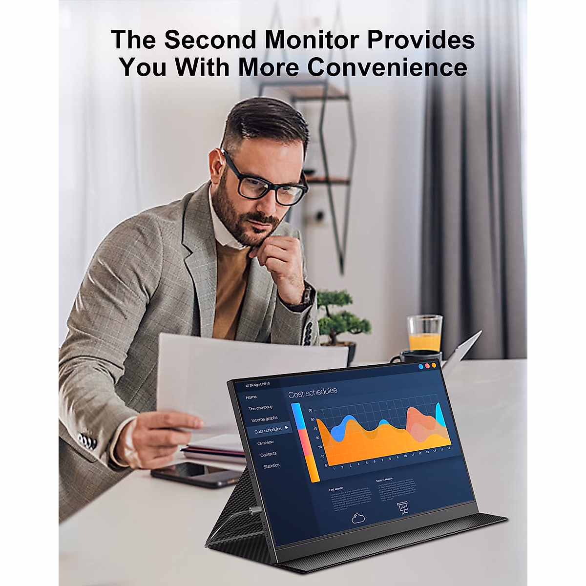 CNBANAN 2K Portable Monitor 60Hz, 16" Portable Screen IPS 2560x1600 QHD USB-C&HDMI 400 Nits 100% RGB 1200:1 FreeSync VESA Ultra Slim External Monitor for Laptop Mac Phone Xbox Game (Matte)