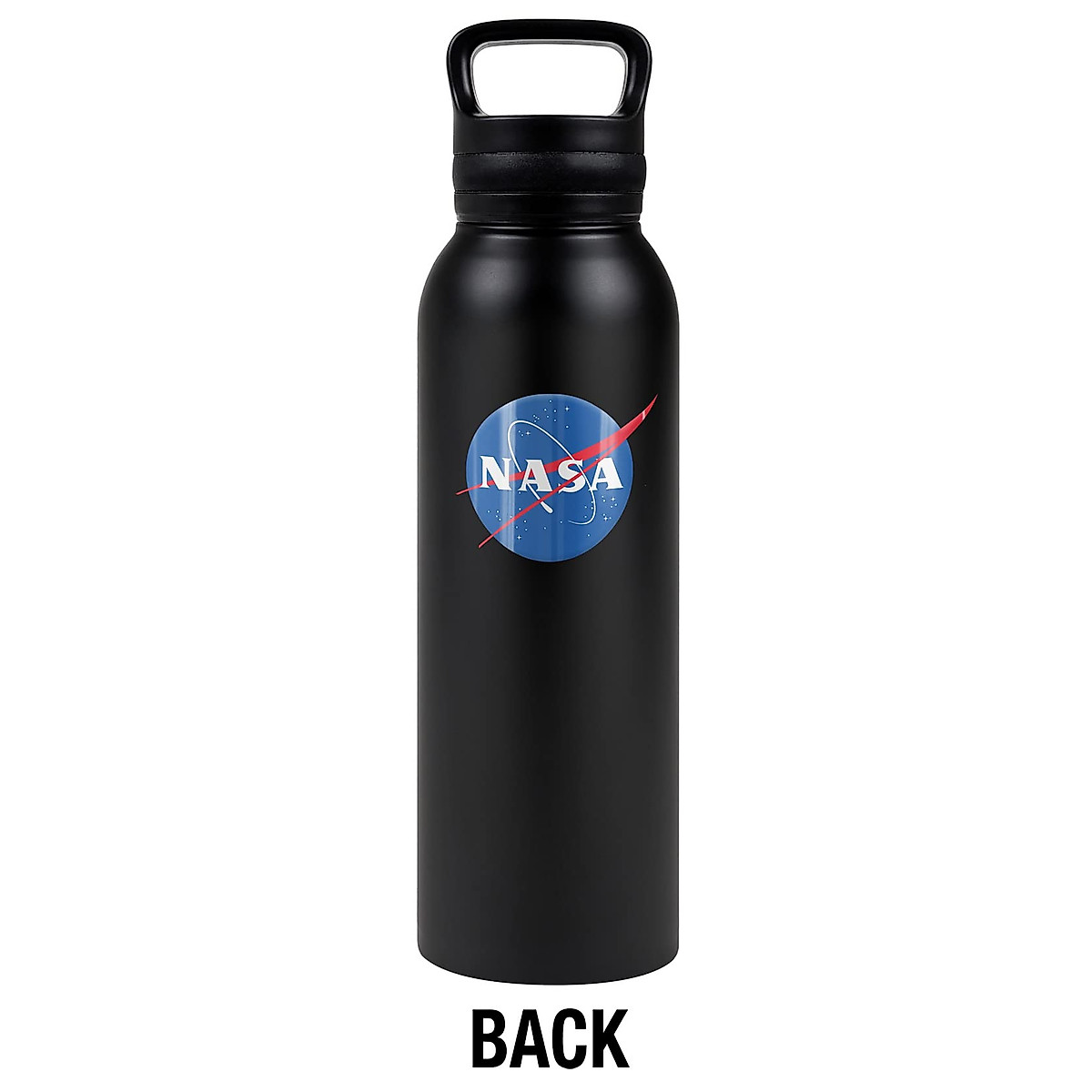 Nasa OFFICIAL Meatball Logo 24 oz Insulated Canteen Water Bottle, Leak Resistant, Vacuum Insulated Stainless Steel with Loop Cap, Black