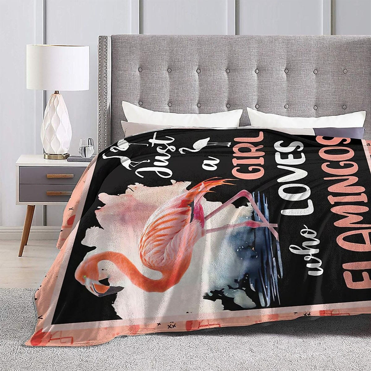 Flamingo Blanket Just A Girl Who Loves Flamingo Throw Blanket Flamingo Stuff Decor Merch Cozy Flannel Soft Warm Plush Lightweight Bedding Animals Gifts for Girls Woman Sofa Bedding Couch 50"X40"