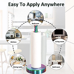 Paper Towel Holder Countertop, Rainbow Kitchen Paper Towel Holder Stand with Stainless Steel Base for Kitchen and Bathroom Organization, Classic Fashion Kitchen Roll Dispenser