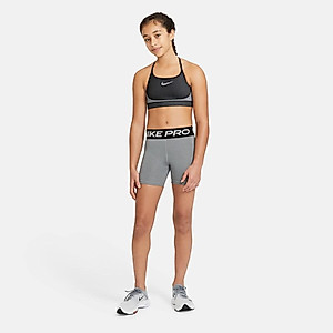 Nike Girl's NP Dri-Fit 3" Shorts L Carbon Heather | White