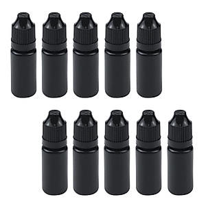 MY MIRONEY 10ML Empty Drop Bottle with Plastic White Tip Black Plastic Squeezable Bottle Glue Applicator Bottles with Childproof Tampering Black Cap for Glue Liquid Oil,Pack of 10