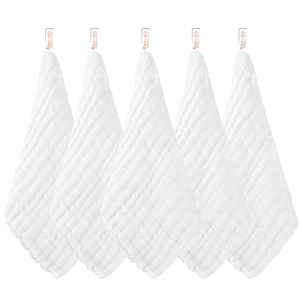 Koo-dib Muslin Soft White Baby Small Washcloths for Newborn Baby Essentials Must Haves Wash Cloths and 100% Cotton Face Towels 10 Pack Muslin Wash