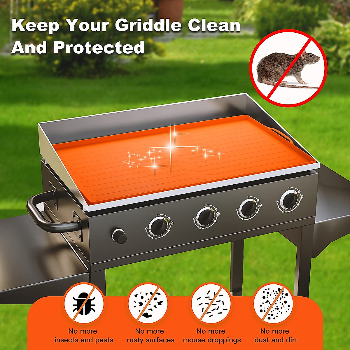 Griddle Mat Silicone Protective Cover, 28" Silicone Grill Cover Blackstone Accessories Protective Mat Cover for Blackstone 28 Inch Griddle - Heavy Duty Food Grade Silicone BBQ Grill 28" x 18"