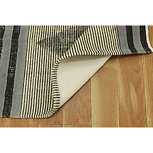 Casavani Hand Block Printed Area Rug Geometric Gray & Black Cotton Dhurrie Best Uses For Bedroom,Dining Room,Living Room,Balcony,Purch 4x6 5x8 6x9 Feet 4x12 Feet Runner