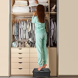 Yuehuam 5 Inch Folding Step Stool, Black, Plastic, Non-Slip, Portable, Versatile Use