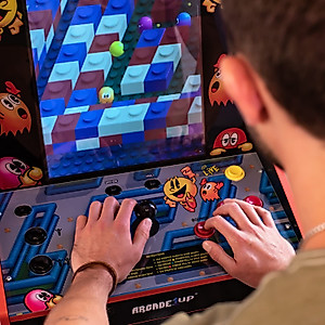 ARCADE1UP- BANDAI NAMCO Legacy Entertainment Arcade Game PAC-Mania Edition, includes Hardware, Riser