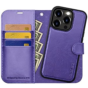 OCASE for iPhone 15 Pro Detachable Wallet Case with Card Holder, [2 in 1] PU Leather Flip Folio Case with RFID Blocking Magnetic Stand Removable Shockproof Phone Cover 6.1 Inch, Purple