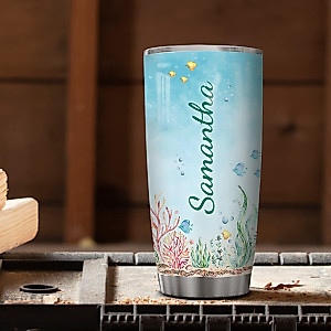 Wassmin Sea Turtle Gifts for Women Personalized Sea Turtle Tumbler Stainless Steel 20oz 30oz Coffee Travel Cup Custom Gifts for Woman Girls Friend Spirit Animal Lovers Birthday Christmas