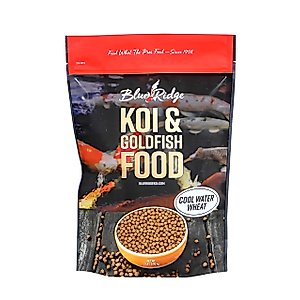 Blue Ridge Koi Fish Food 2lb - Koi Food 3/16” Cool Water Wheat, Goldfish Food, Premium Fish Food for Ponds, Ponds Fish Food, Koi Food Fall and Winter Fish Food, Floating Pond Pellets