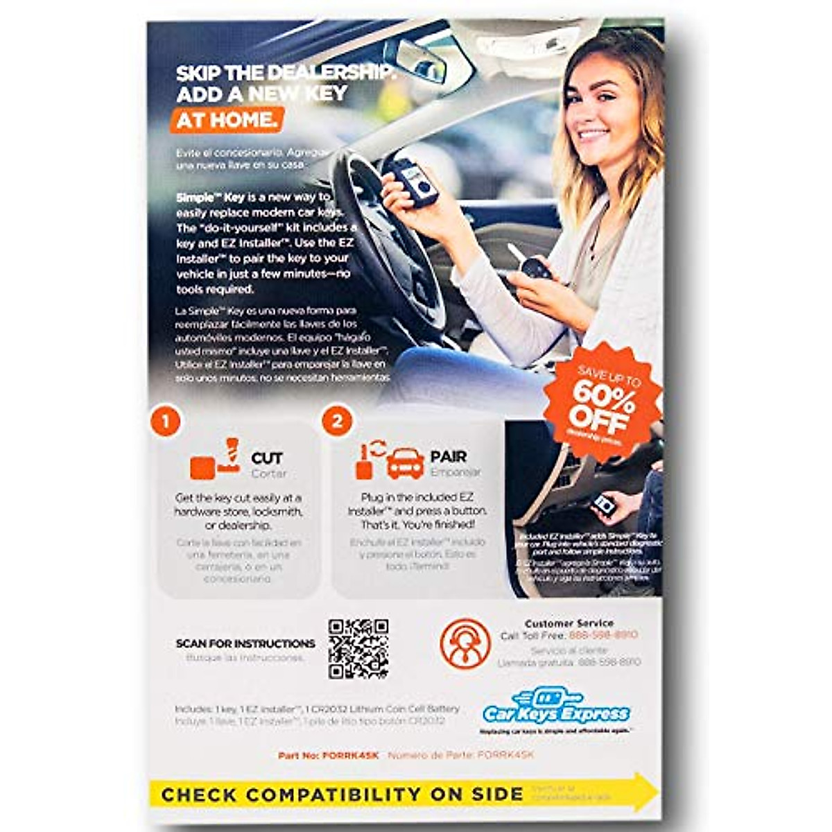 Simple Key Programmer Bundle with Key(s) & Cable - Designed for Ford, Lincoln, Mercury, Mazda Vehicles: Program Key Yourself (1 Key, 4 Button Key: Trunk Release, Lock, Unlock, Panic)