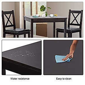 FDW Dining Kitchen Table Dining Set 3 Piece Wood in Door Square Small Farmhouse Dining Room Table Set Table and Chair for 2 Person, Dark Brown