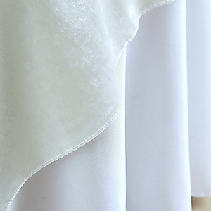 Tableclothsfactory 72"x 72" Ivory Premium Velvet Square Table Overlay Square Tablecloth Cover for Wedding Party Event Banquet