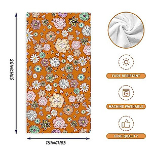 GAGEC Fall Kitchen Towels Retro Pumpkin Season Fall Dish Towels Set of 2, Floral Butterfly Boho Tea Towel 18 x 26 Inch Hand Drying Cloth Towel for Kitchen Home Decoration