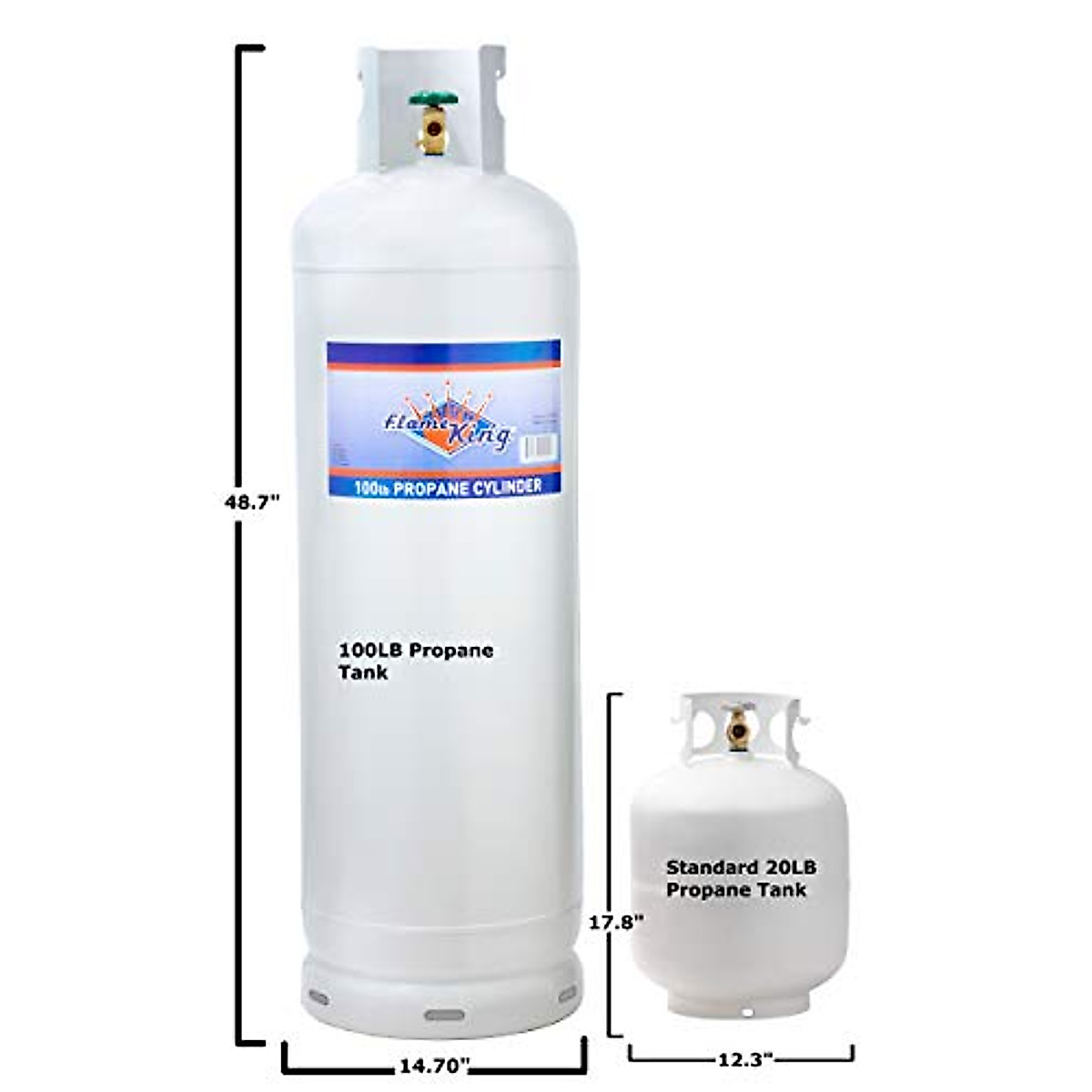 Flame King YSN100b 100-Pound Steel Propane Tank Cylinder with POL Valve and Collar, White