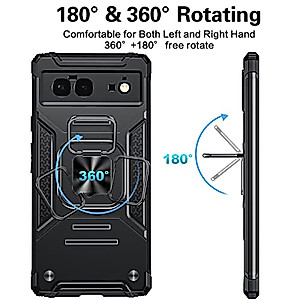 ANTSHARE for Google Pixel 6 Case with Screen Protector, Military Grade Dual Layer Shockproof Heavy Duty Protective Phone Case with Magnetic Kickstand Car Mount Holder for Pixel 6 5G 2021 6.4’’(Black)
