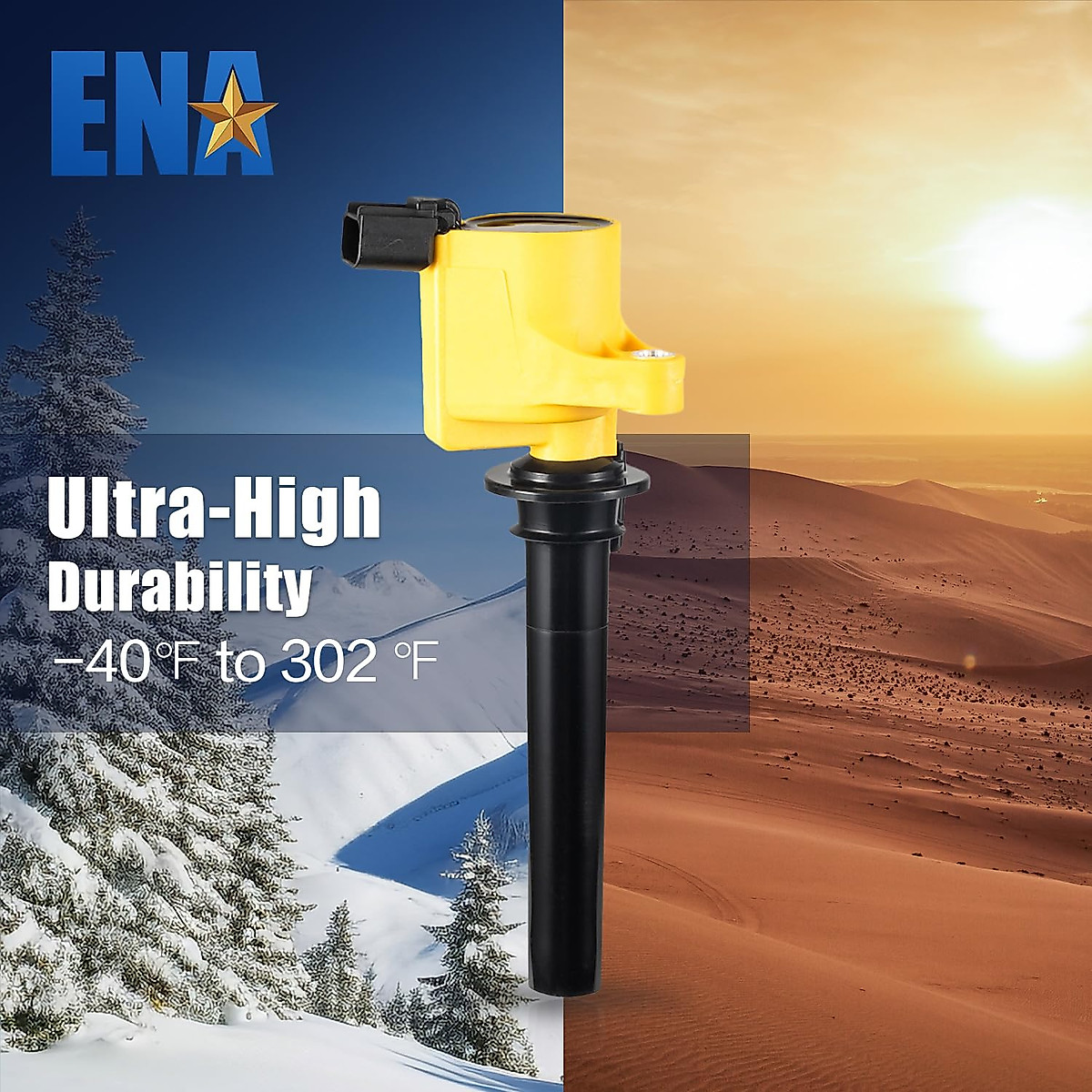 ENA Set of 6 Yellow Ignition Coil Pack 2001-2008 Compatible with Ford Mercury Mazda Tribute Mariner Escape Five Hundred Freestyle Montego Taurus Sable V6 3.0L Replacement for DG500 DG513 FD502