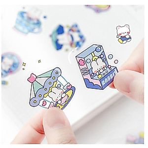 TANG QIRA Kawaii Stickers Set(4 Pack),Cute Stickers Cartoon Bunny Decoration Waterproof Stickers for Water Bottle Scrapbook Planners Gift Packing Scrapbooking Album Planner Journal Arts DIY Craft