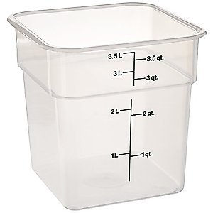 Cambro 4SFSPP190 CamSquare Storage Container, Translucent, 4 qt.