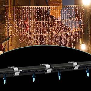 100 Pcs Metal Christmas Light Gutter Hooks， Xmas Light Gutter Hangers， Hanging Clips Outdoor Seasonal Lighting Hooks Holiday Light Clips Gutter Light Hangers Roof Hooks for Outside String Lights