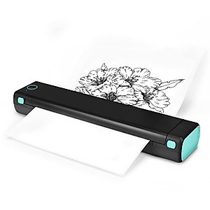 Portable Printers Wireless for Travel Mini Printer, Bluetooth Mobile Printer, Inkless Thermal Printer Support 8.26"x11.69" A4 Thermal Paper, Compatible with Android and iOS Phone & Laptop
